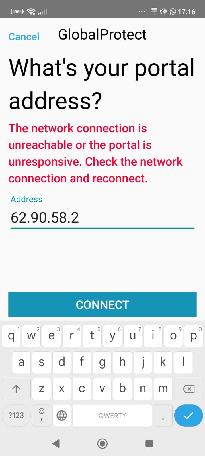 LIVEcommunity - GP on Android - The network connection is unreachable or the portal is ...